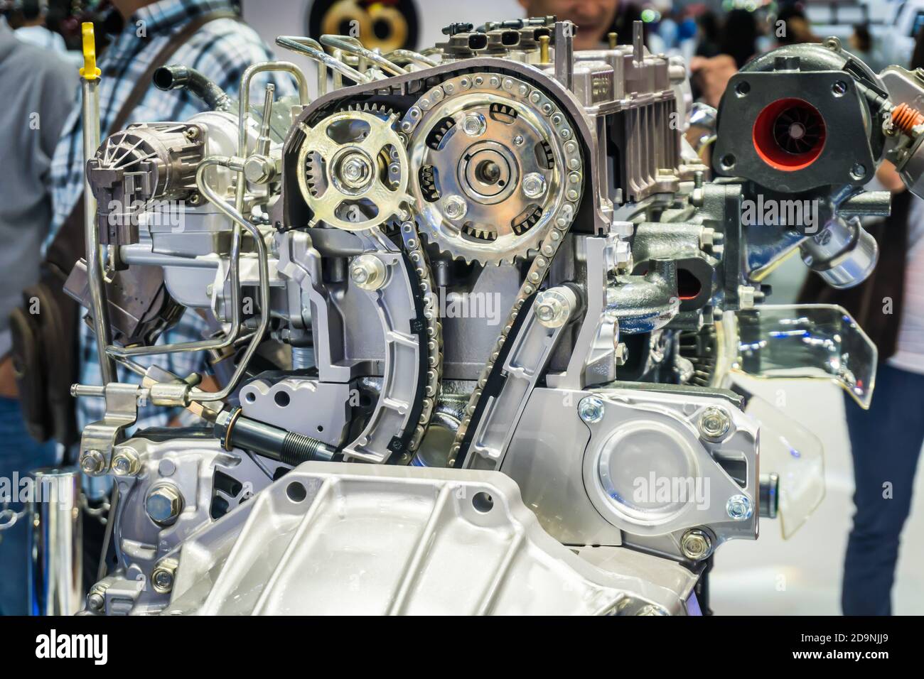 Closeup Of Modern engines show work mechanism with turbo technology in ...