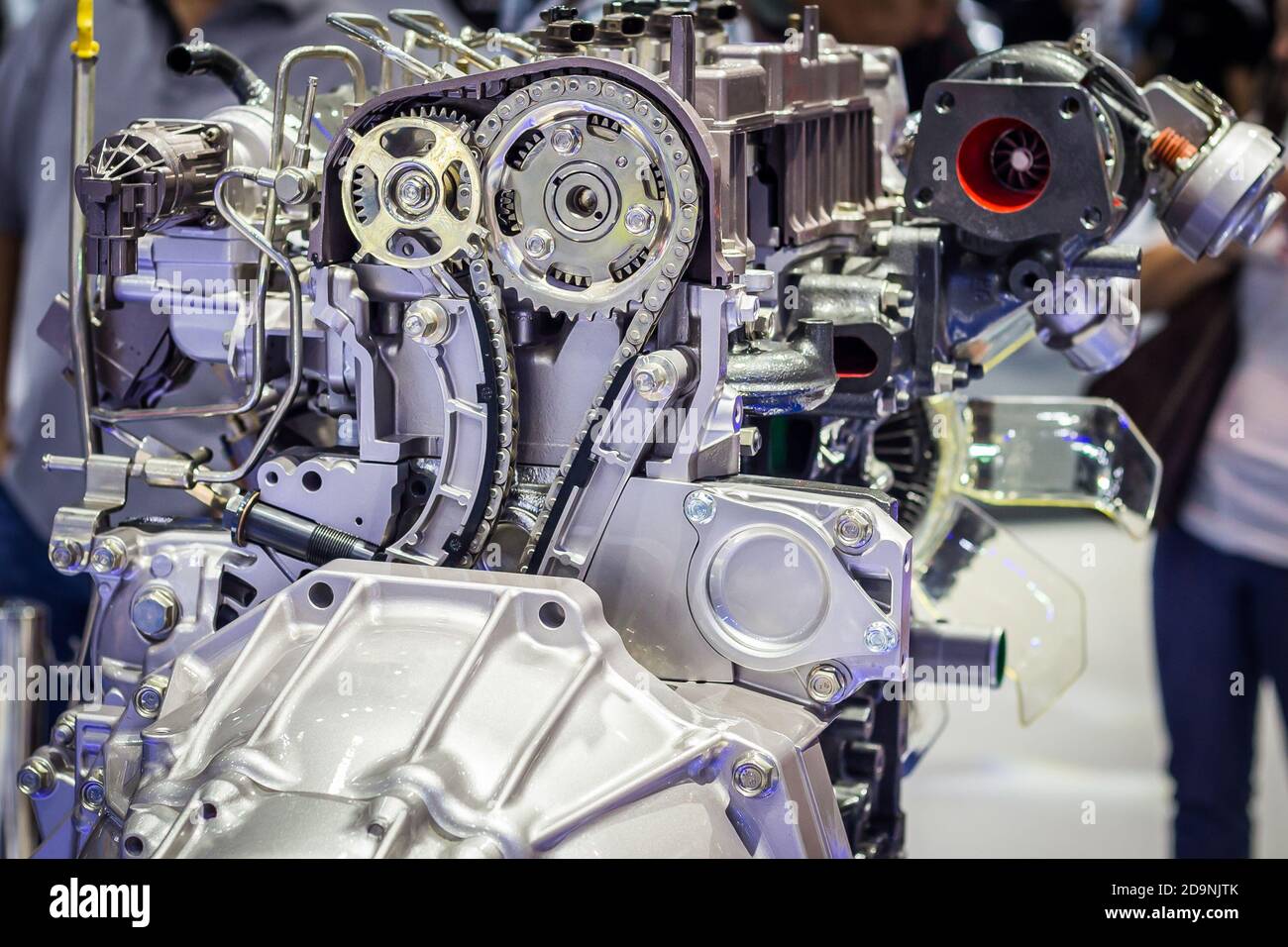 Closeup Of Modern engines show work mechanism with turbo technology in ...