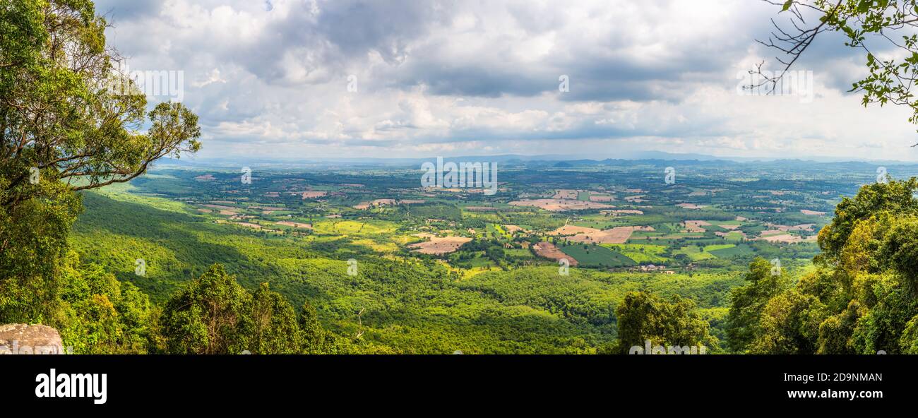 Panorama landscape of beautiful countryside with mountain and cloud sky ...