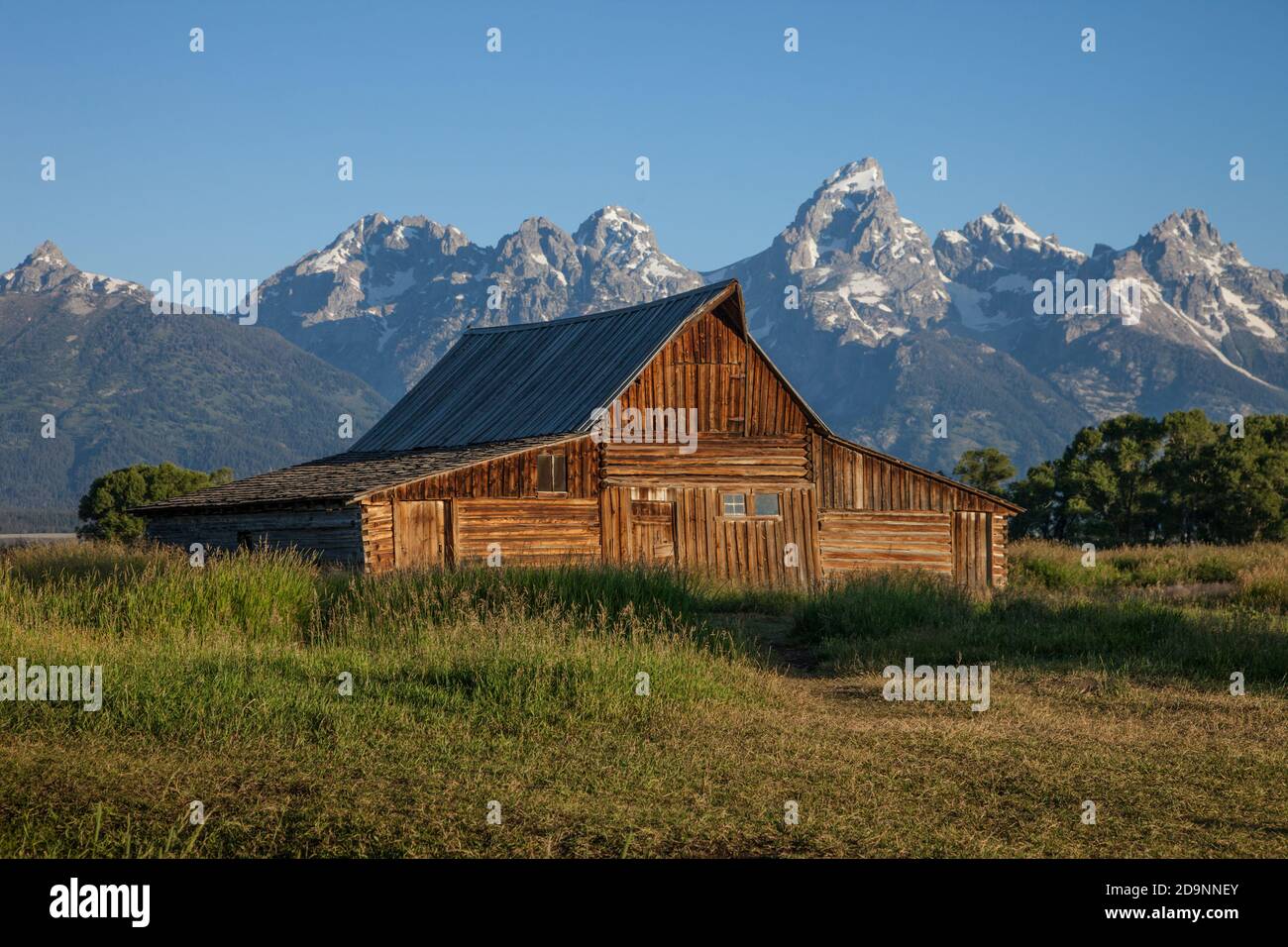 The old log barn on the T.A. Moulton homestead on Mormon Row in Grand ...