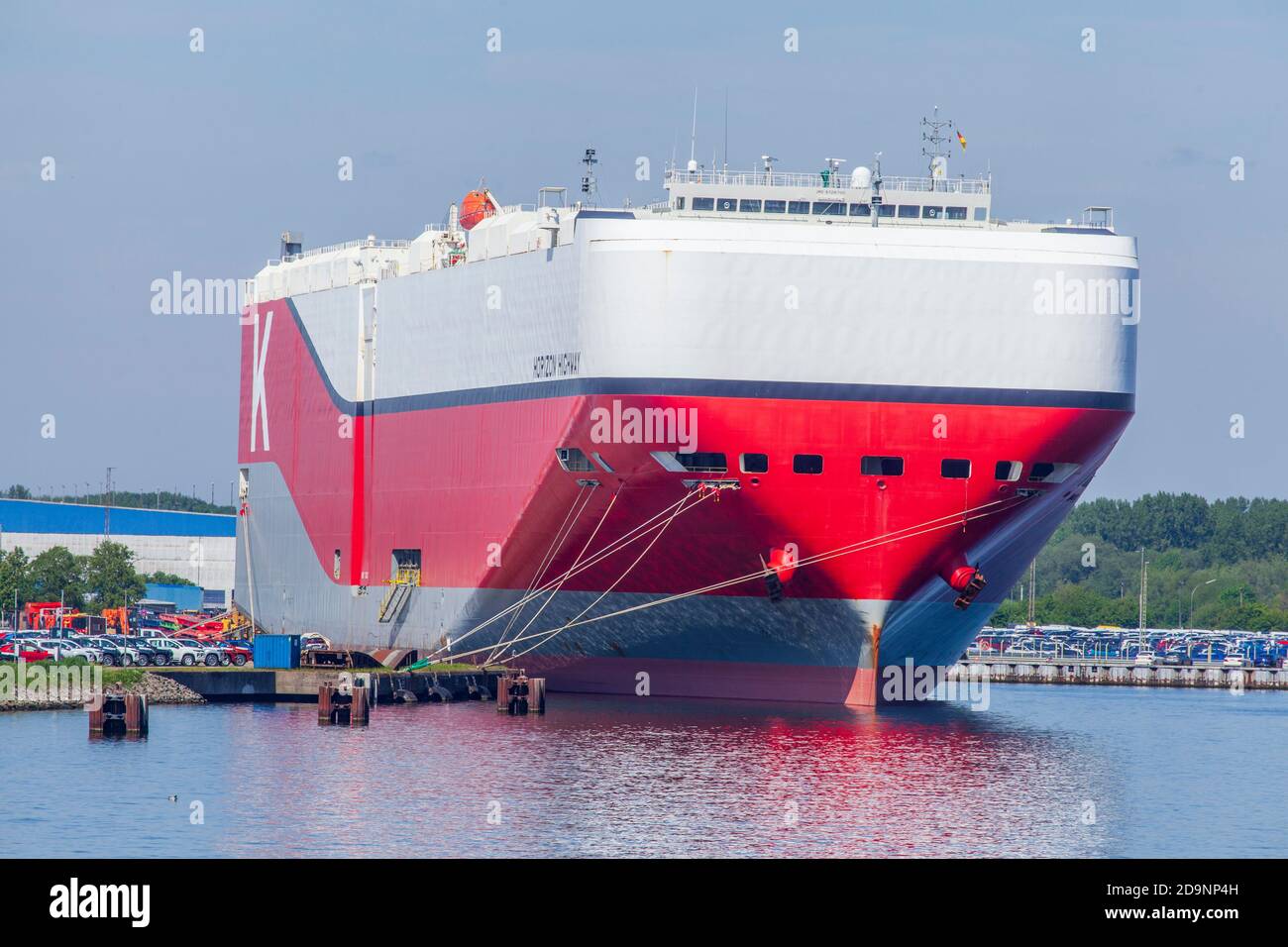 Harbor, car transporter ship, car terminal, Bremerhaven, Bremen ...