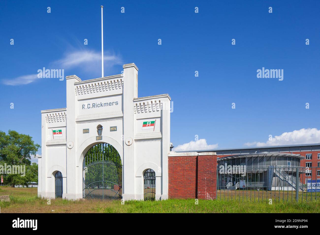 Entrance gate to the Rickmers shipyard, Bremerhaven, Bremen, Germany ...
