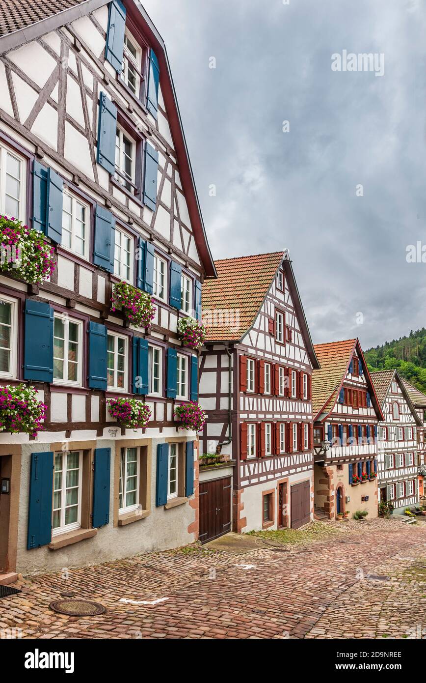 Half-timbered houses in Schiltach in the Black Forest Stock Photo - Alamy