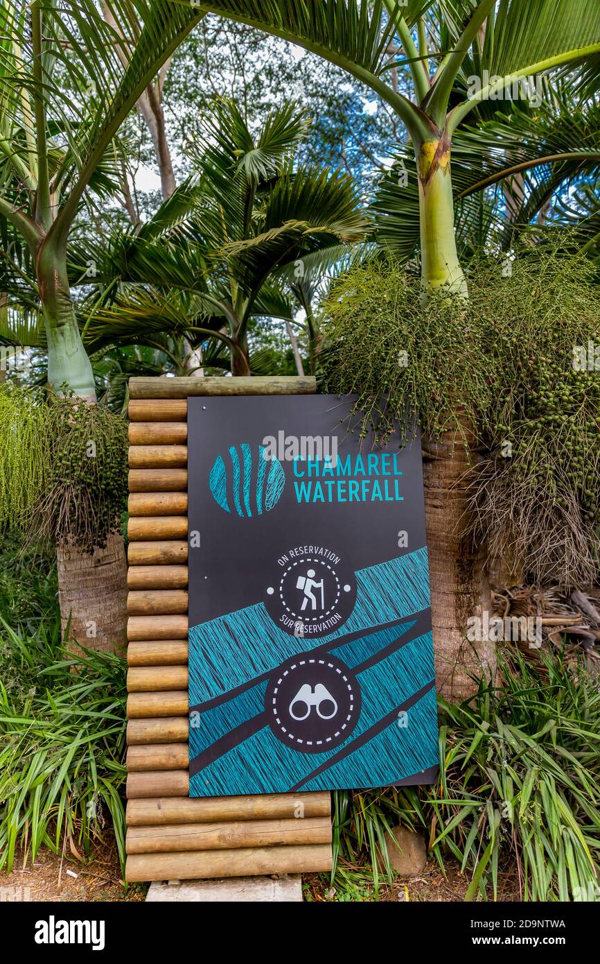 Entrance sign, Chamarel Waterfalls, Mauritius, Africa, Indian Ocean ...
