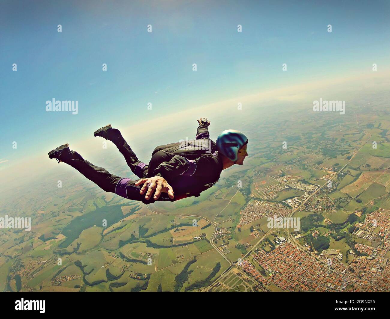 Skydiver freedom concept vintage color Stock Photo - Alamy