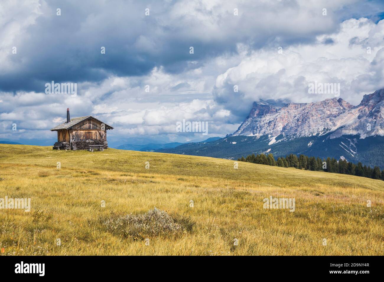 traditional alpine huts on the pralongià pastures, val badia, alto ...