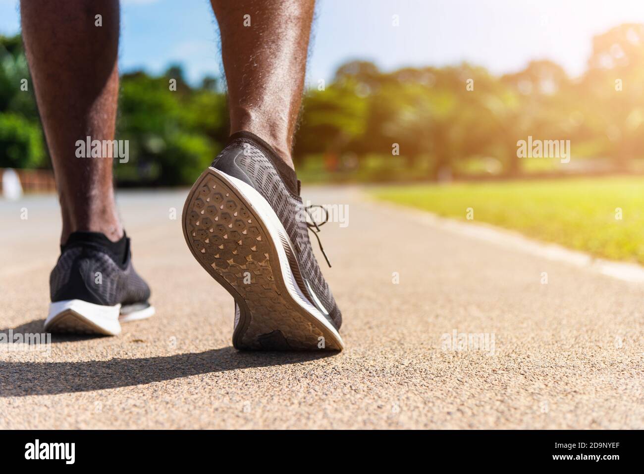 Asian young athlete sport runner black man wear feet active ready to ...