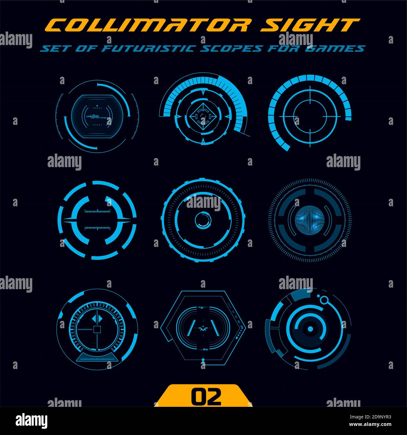 Futuristic circular HUD. Military collimator sights, weapon scopes ...