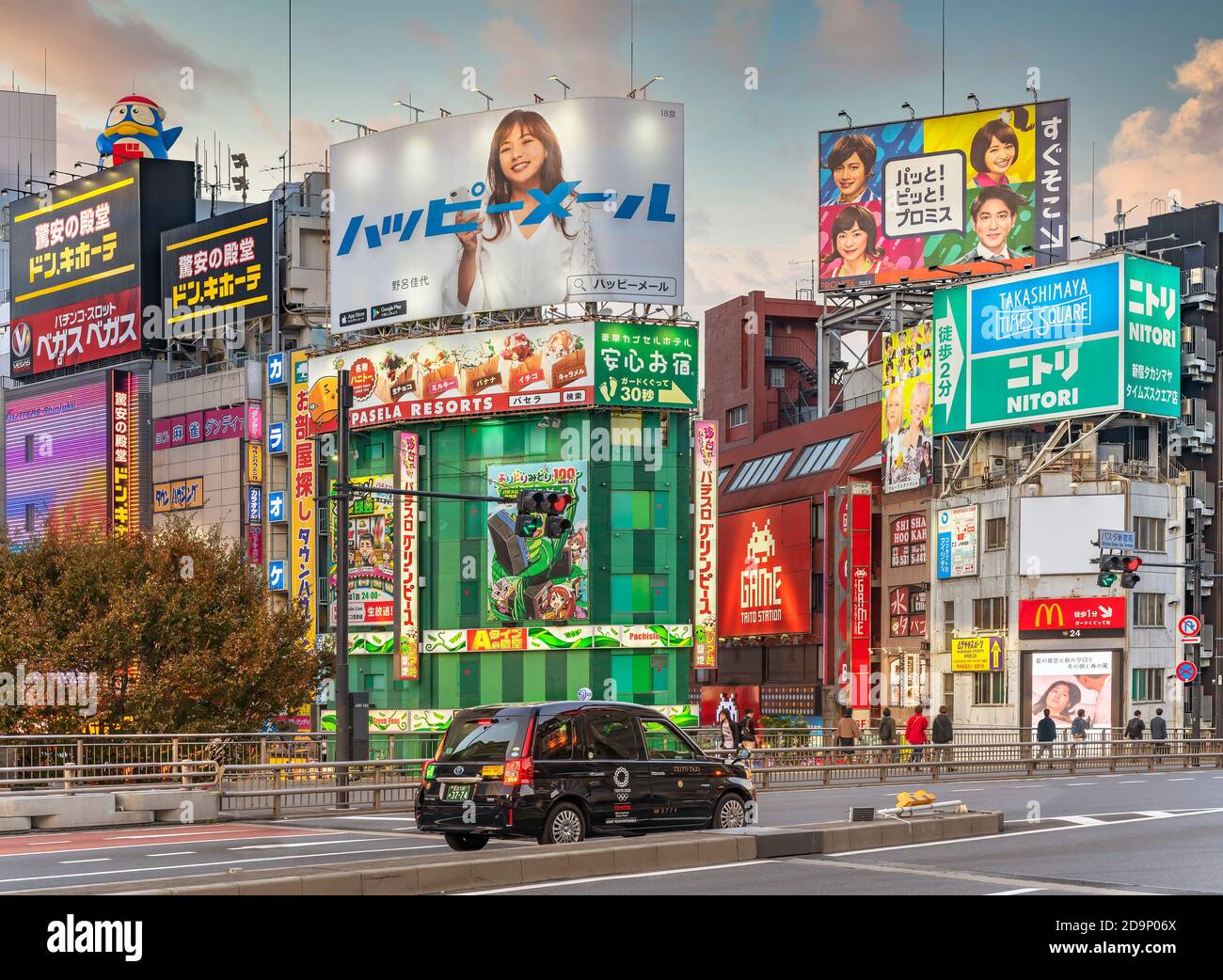 tokyo, japan - november 05 2019: Japanese Taxi car on the Shinjuku ...