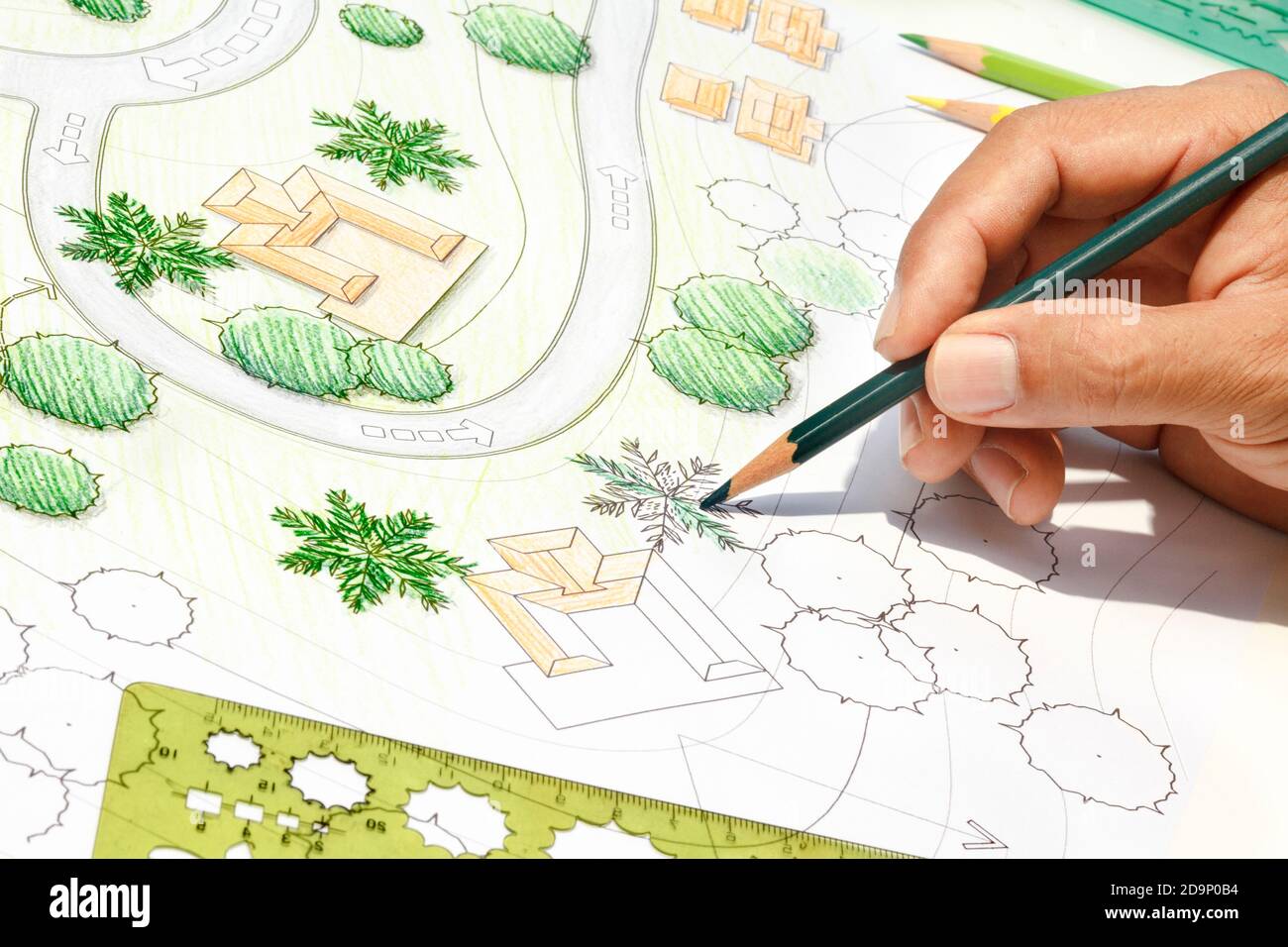 Landscape Architect Designing on site analysis plan Stock Photo - Alamy