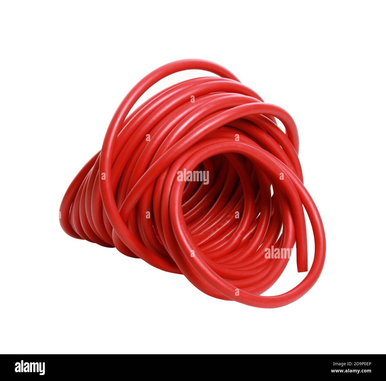 The round of bright red industrial cords on a white background Stock ...