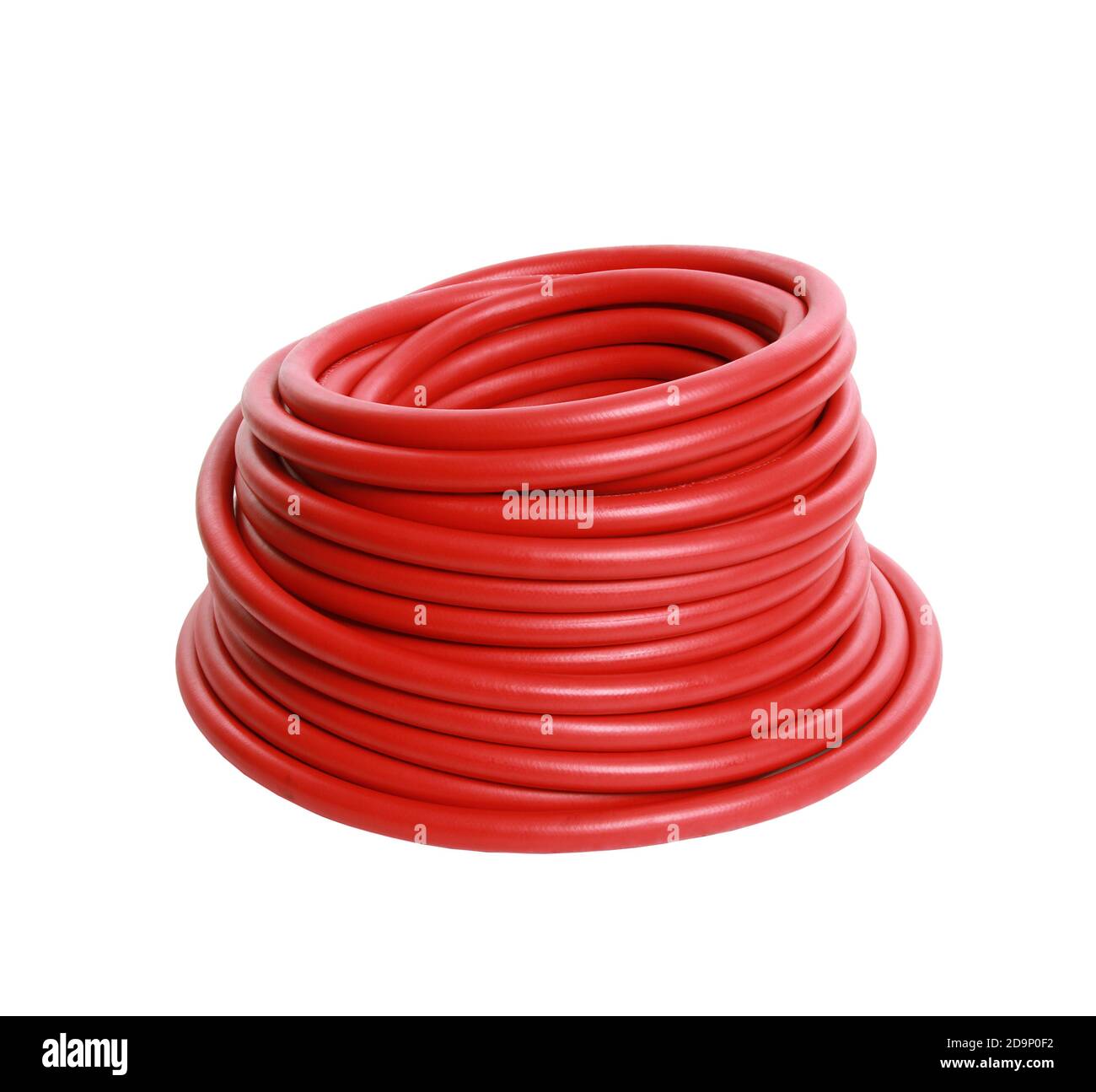 The round of bright red industrial cords on a white background Stock ...