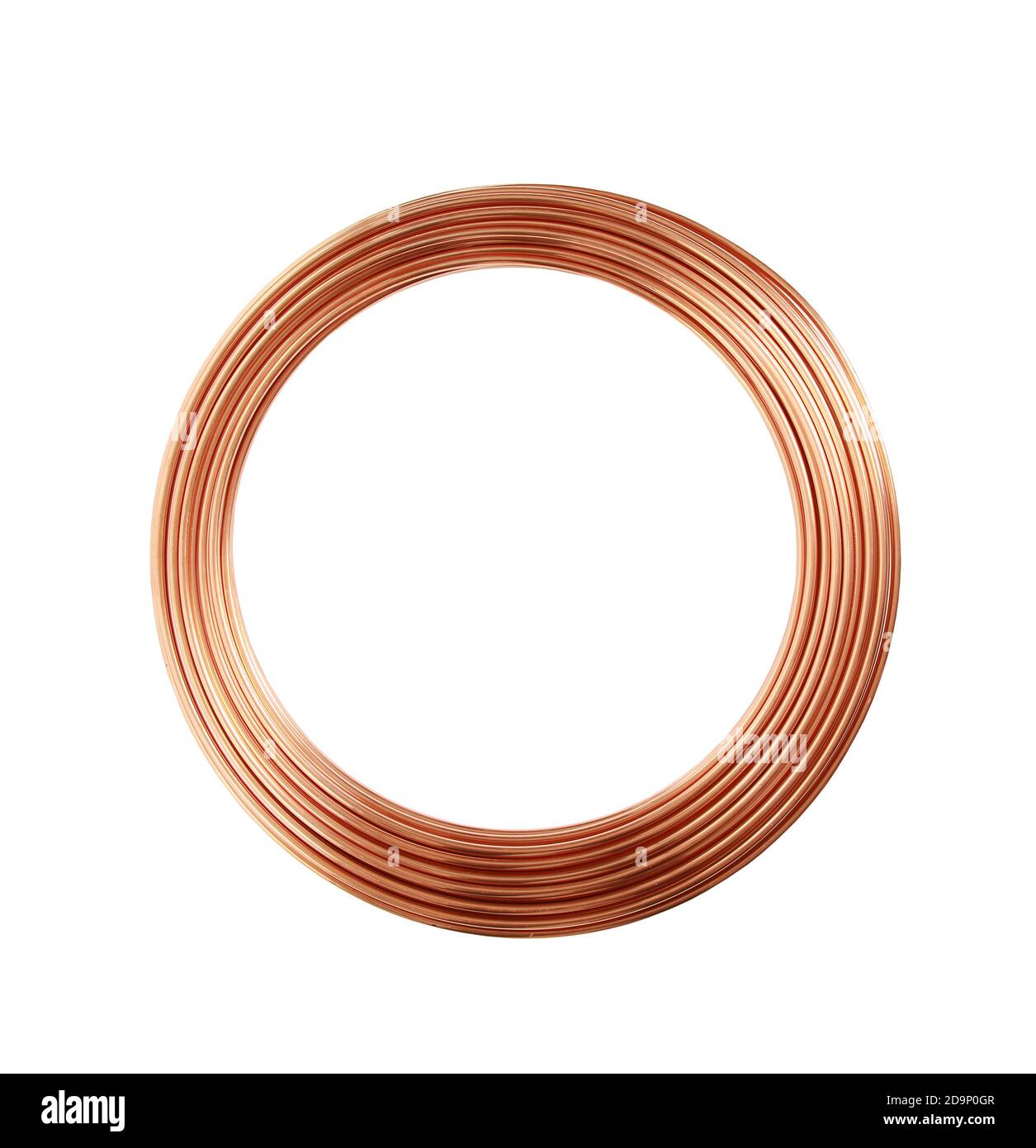 The rounds of industrial copper wires isolated on a white background ...