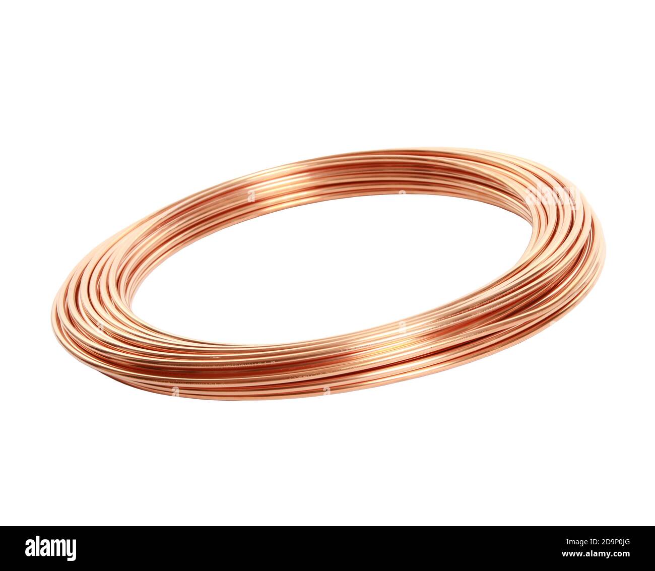 The rounds of industrial copper wires isolated on a white background ...
