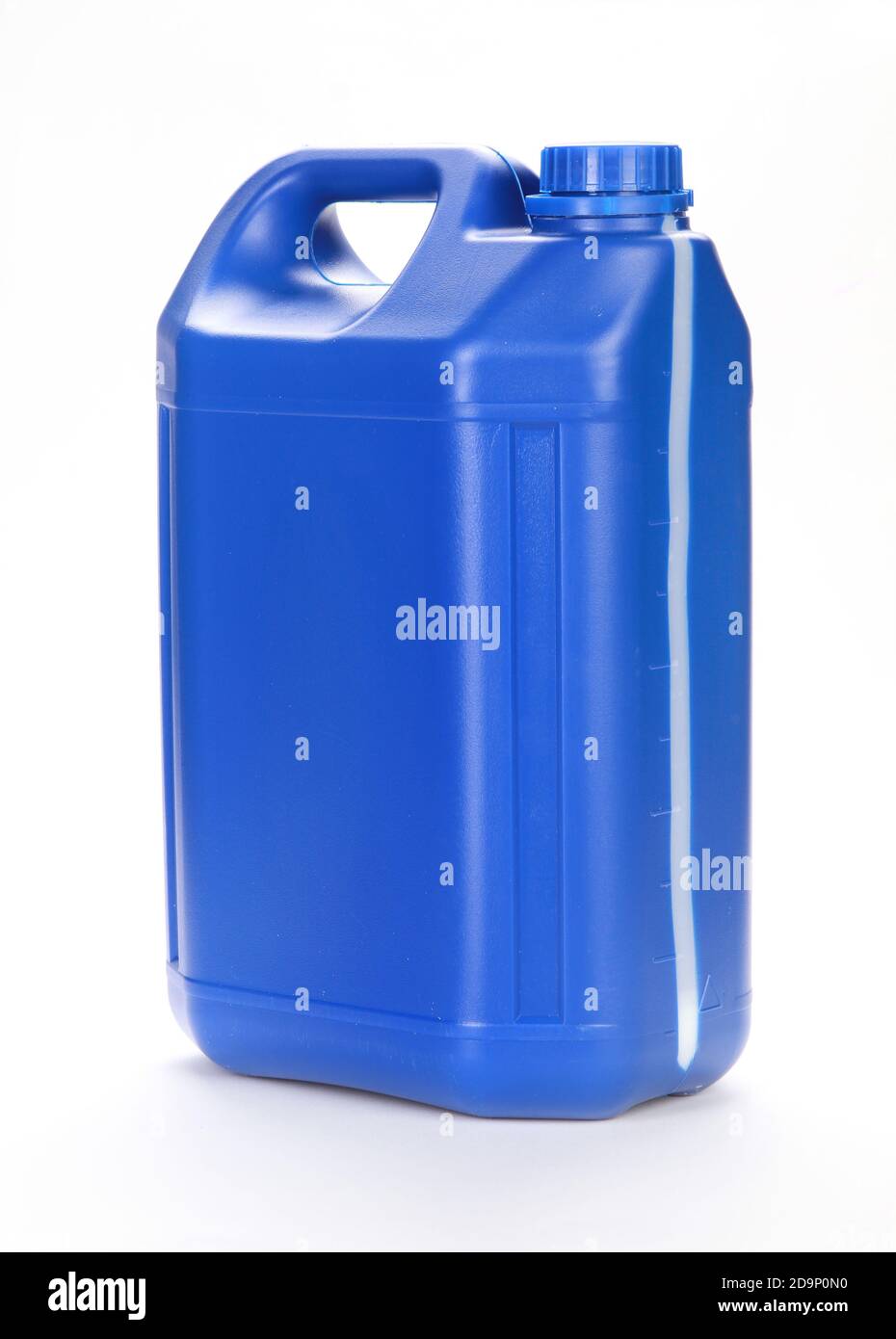 A vertical shot of a blue plastic diesel container isolated on a white ...
