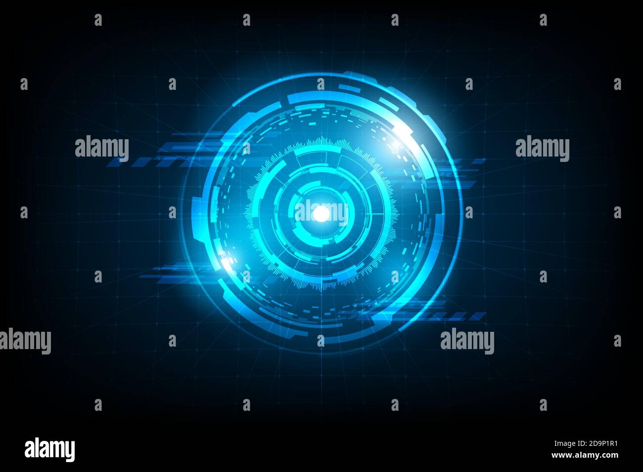 Abstract Circle Connection Futuristic With Flare Light On Grid Backgroundfuture Conceptvector