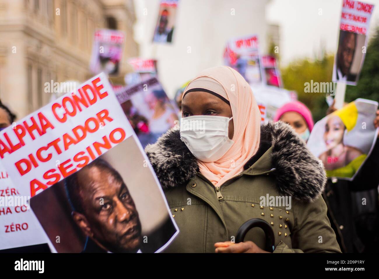 Citizens of Guinea Conakry demonstrate against the dictator Alpha Conde ...