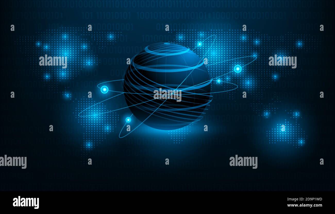 Abstract futuristic world global with orbit,map on background.vector ...