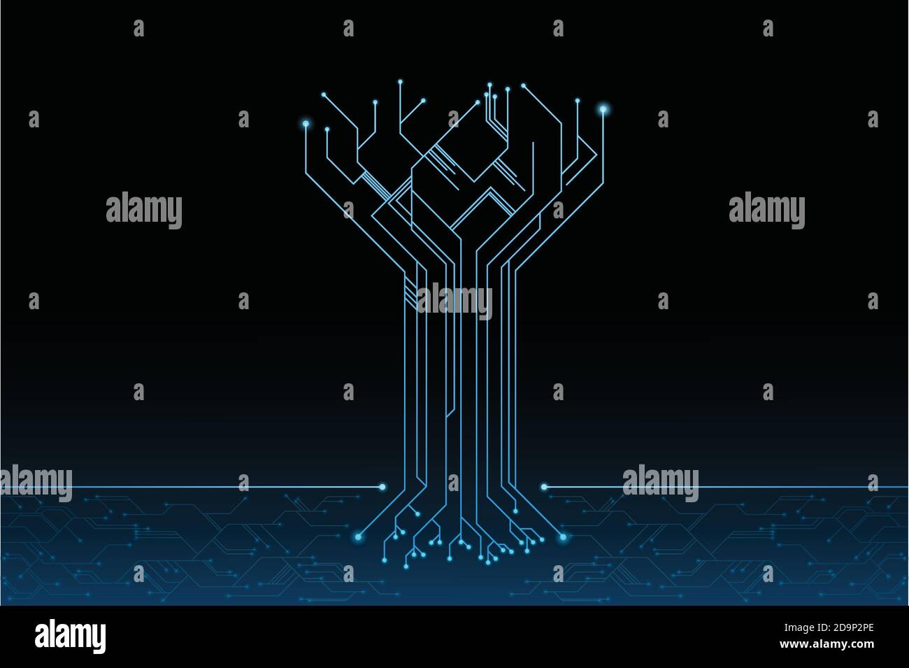 Tree of future in futuristic concept design.vector and illustration ...