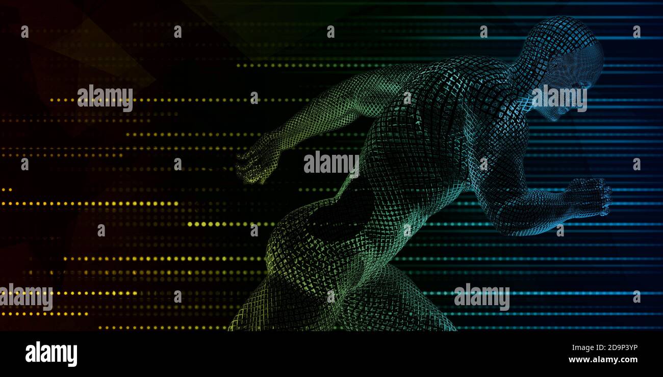 Human Body Digital Visualization Running Forward Art Stock Photo - Alamy