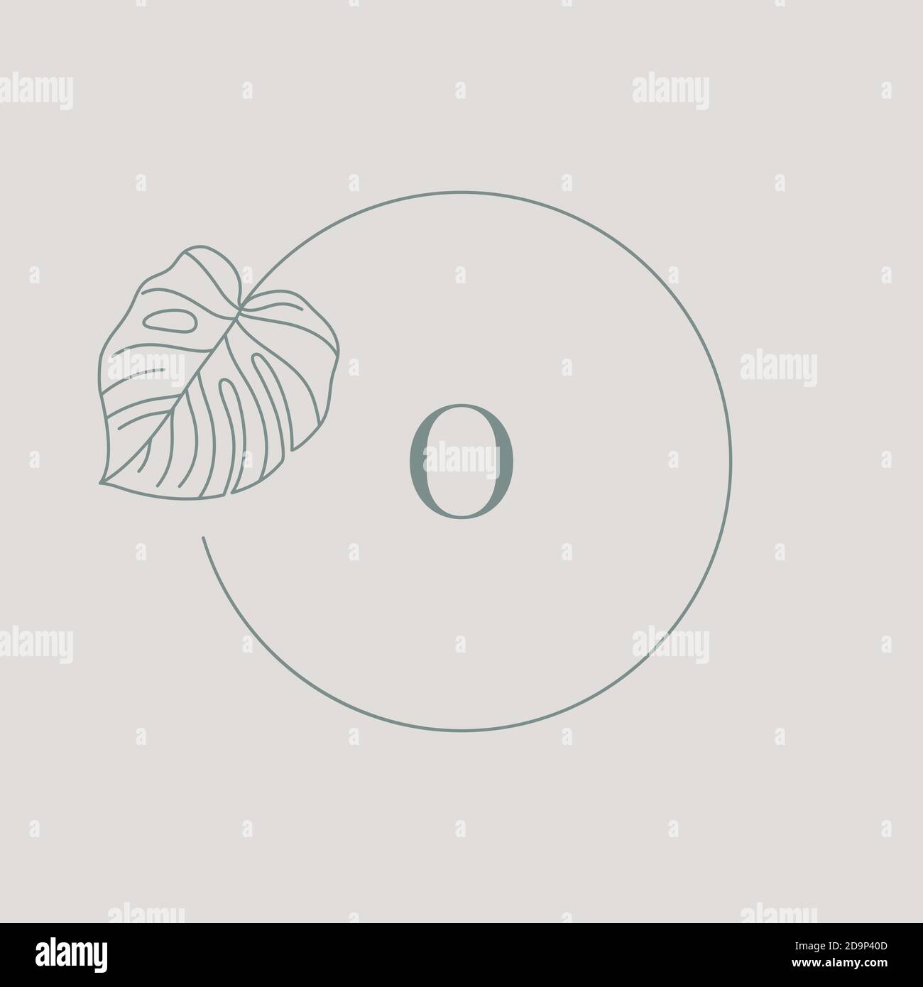 Monstera leaf Monogram design in simple minimal linear style. Vector ...