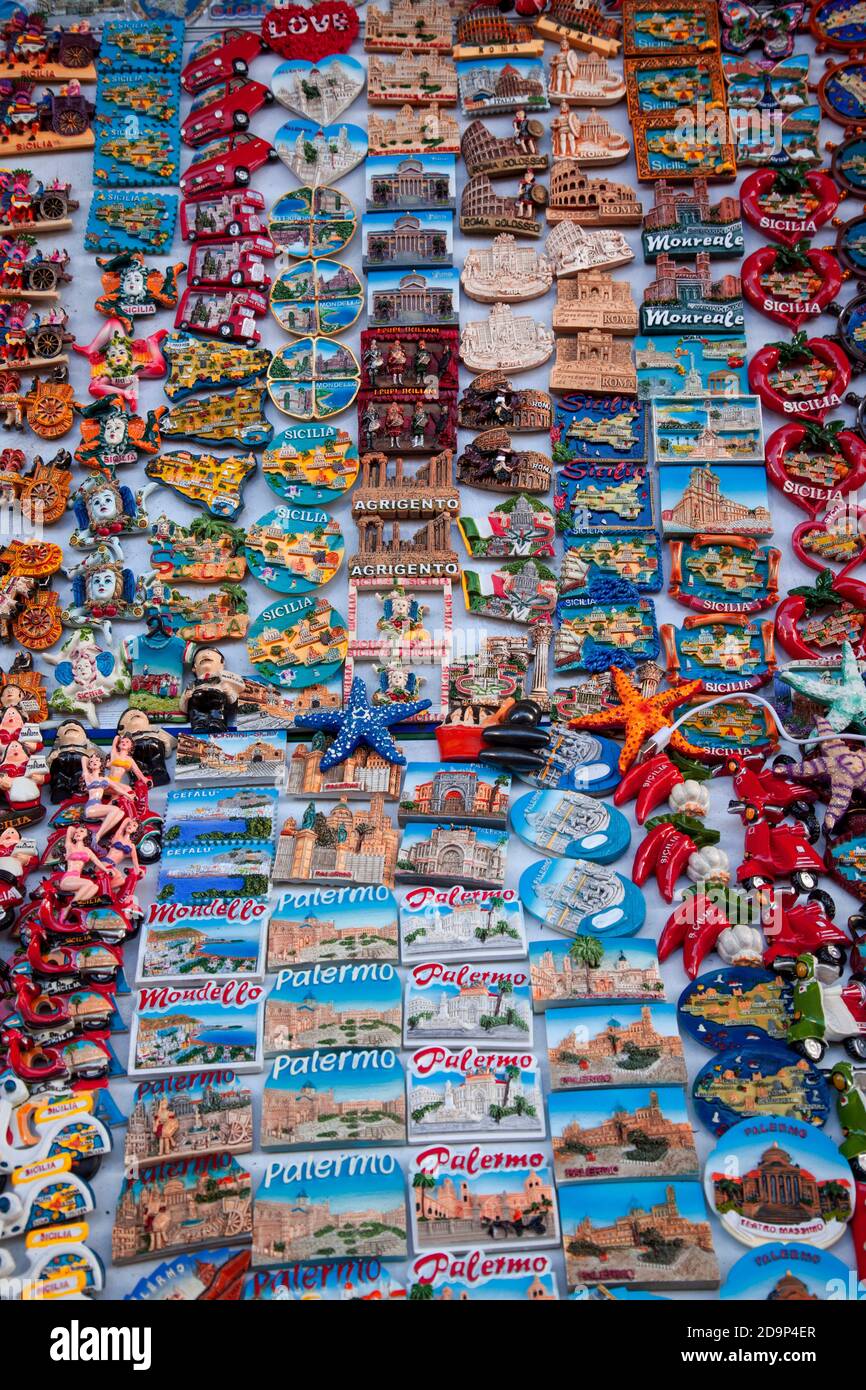 Souvenir, kitsch, display, Palermo, Sicily, capital, Italy Stock Photo ...