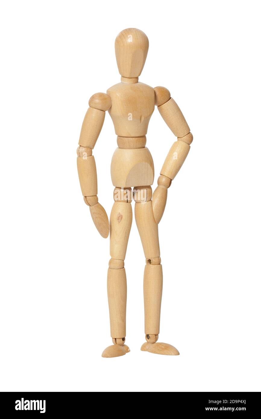 Closeup shot of a wooden figure isolated on a white background Stock ...