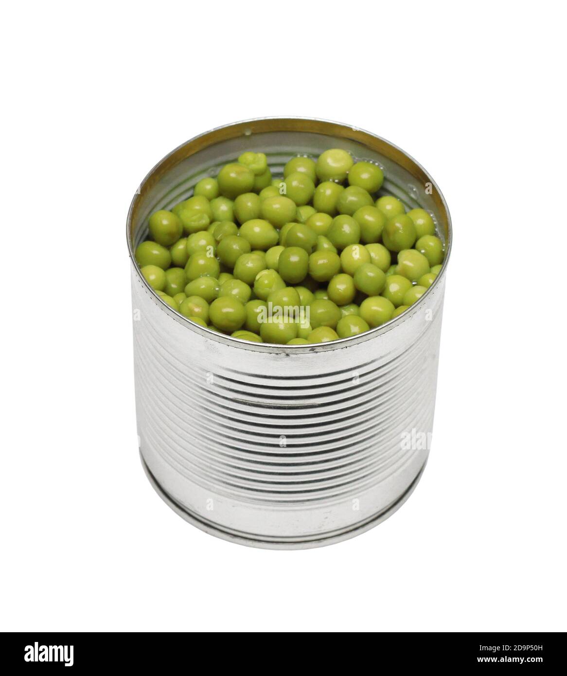 Canned green pea cut out on the white background Stock Photo - Alamy