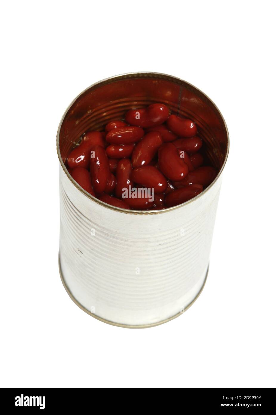 Tin with red bean on the white background Stock Photo - Alamy