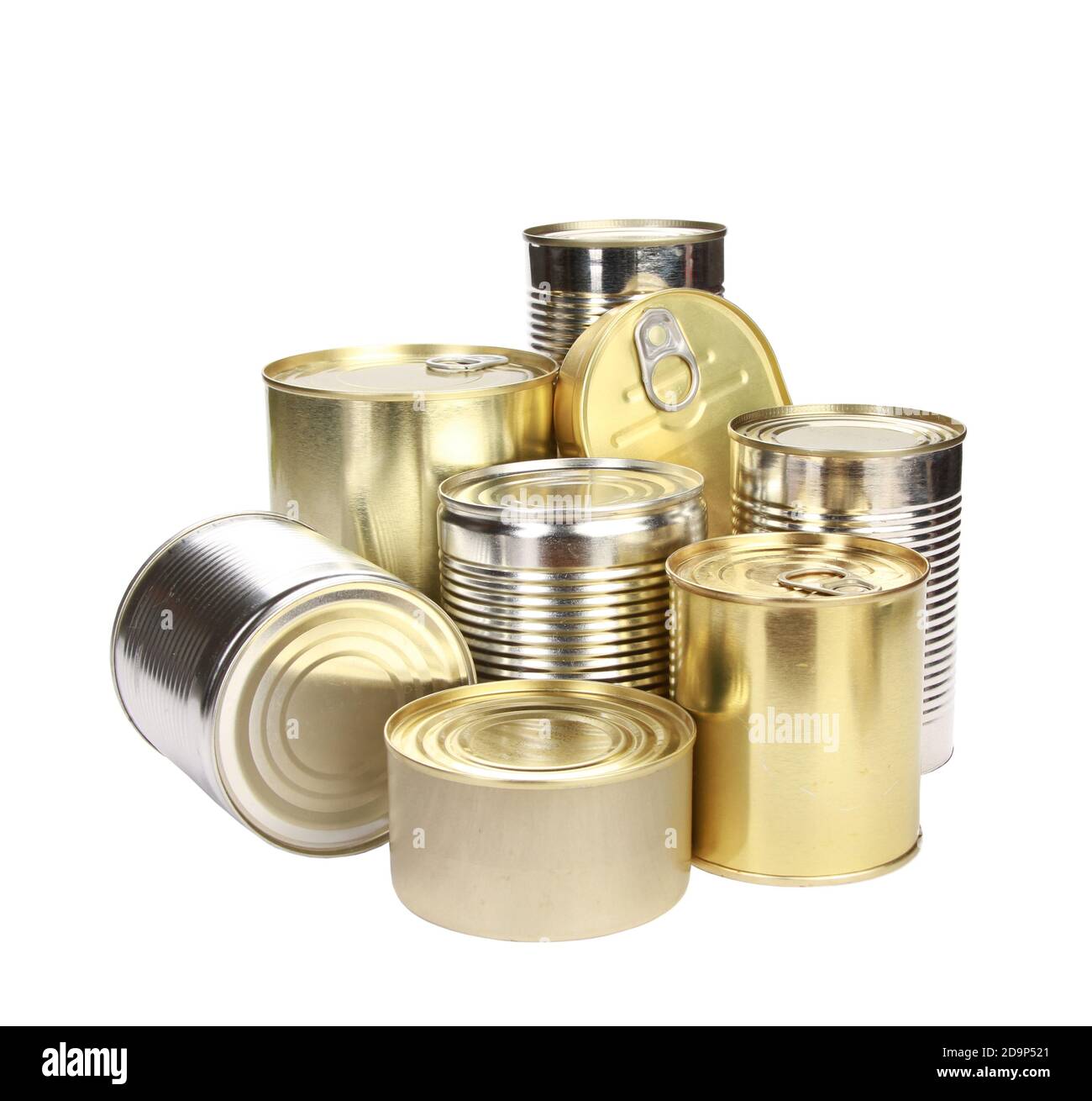 Tin cans isolated on a white background Stock Photo - Alamy