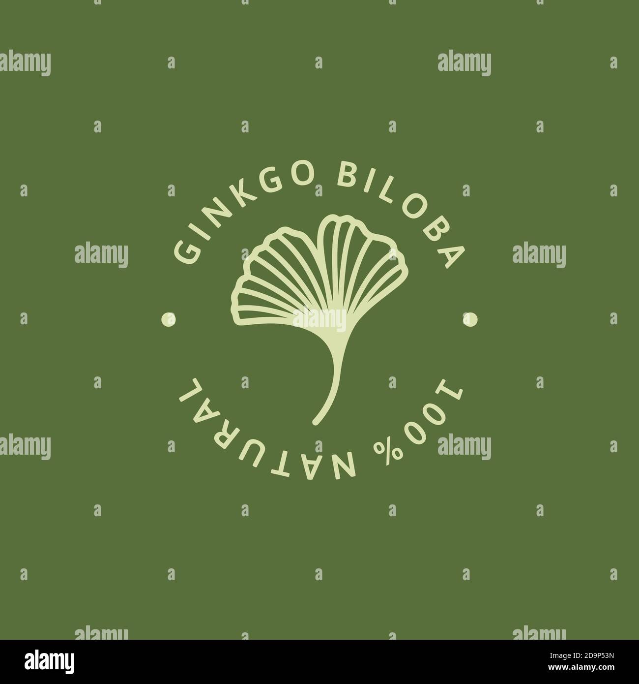 Ginkgo Biloba Leaf green badge and icon in trendy linear style - Vector ...