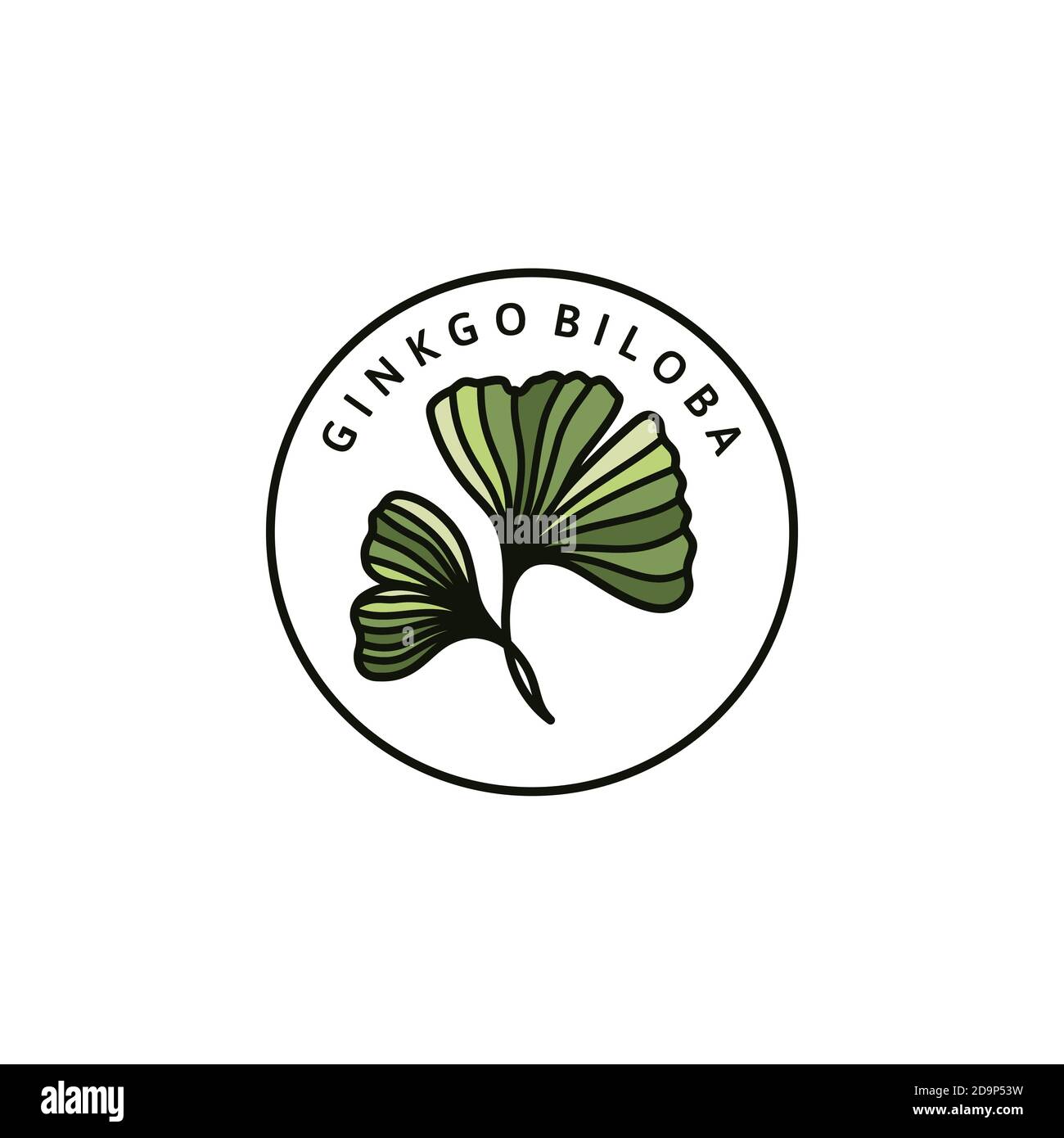 Ginkgo Biloba Leaf badge and icon in trendy linear style - Vector Logo ...