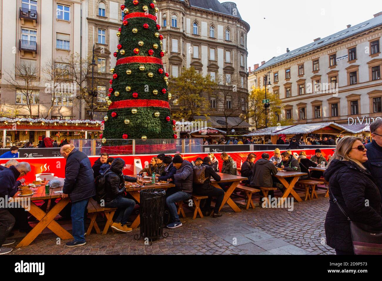 BUDAPEST, HUNGARY - November 21, 2019: Christmas tree in front of the ...