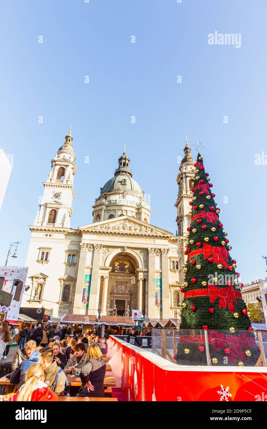 BUDAPEST, HUNGARY - November 21, 2019: Christmas tree in front of the ...