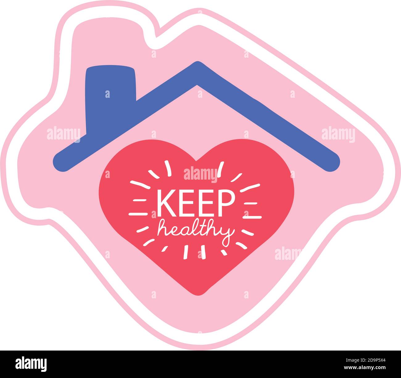 keep healthy lettering campaign with house roof vector illustration ...