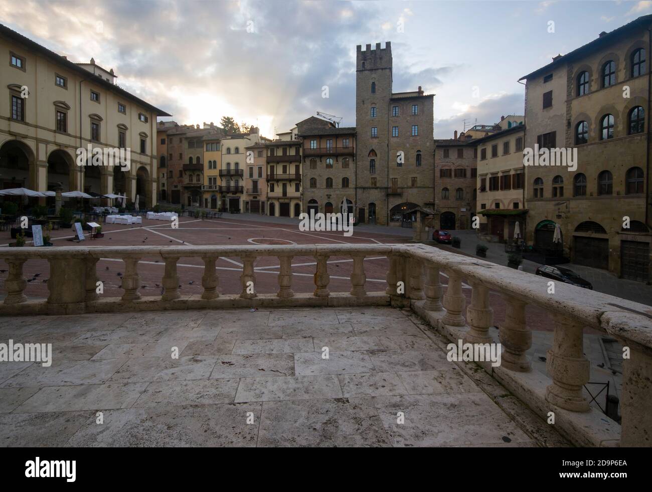 Portrait of Piazza Grande corner in the old center of Arezzo city Stock ...