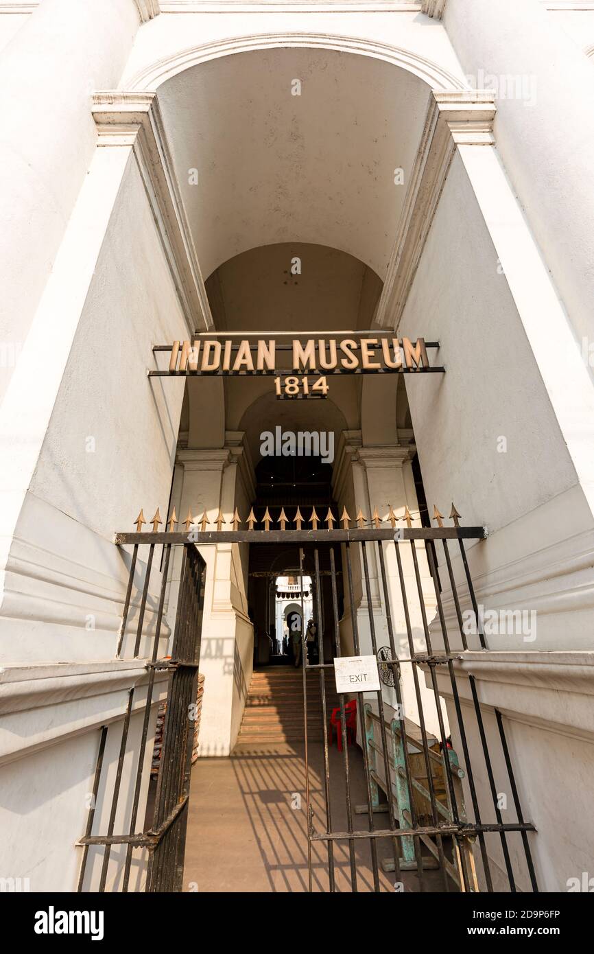 View of the entrance gate to the famous Indian Museum in Kolkata ...
