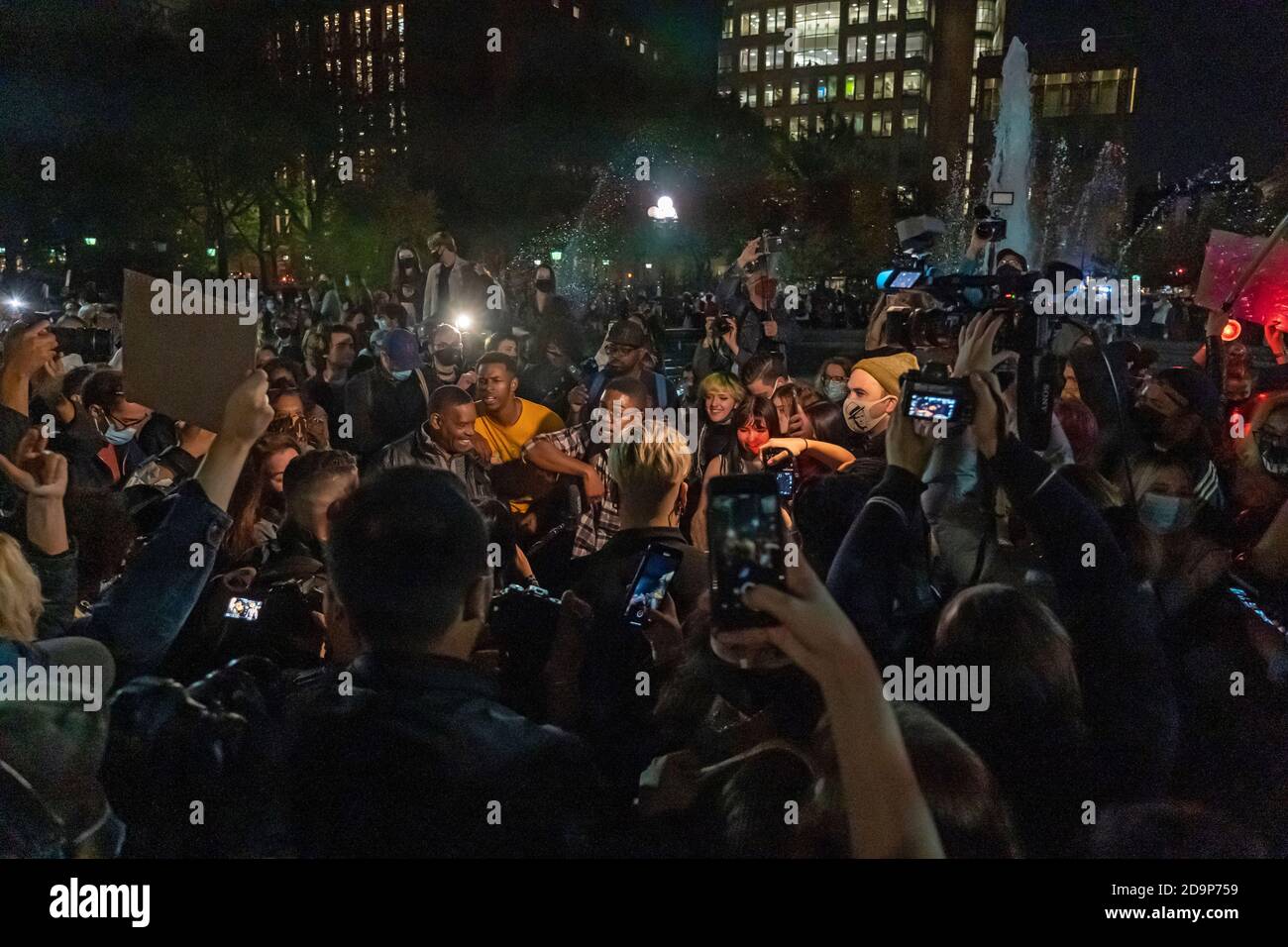 NEW YORK, NY – November 6, 2020: People have taken to the streets after ...