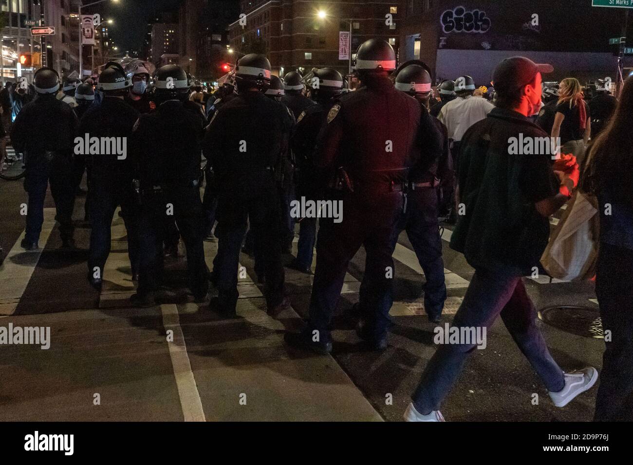 NEW YORK, NY – November 6, 2020: People have taken to the streets after ...