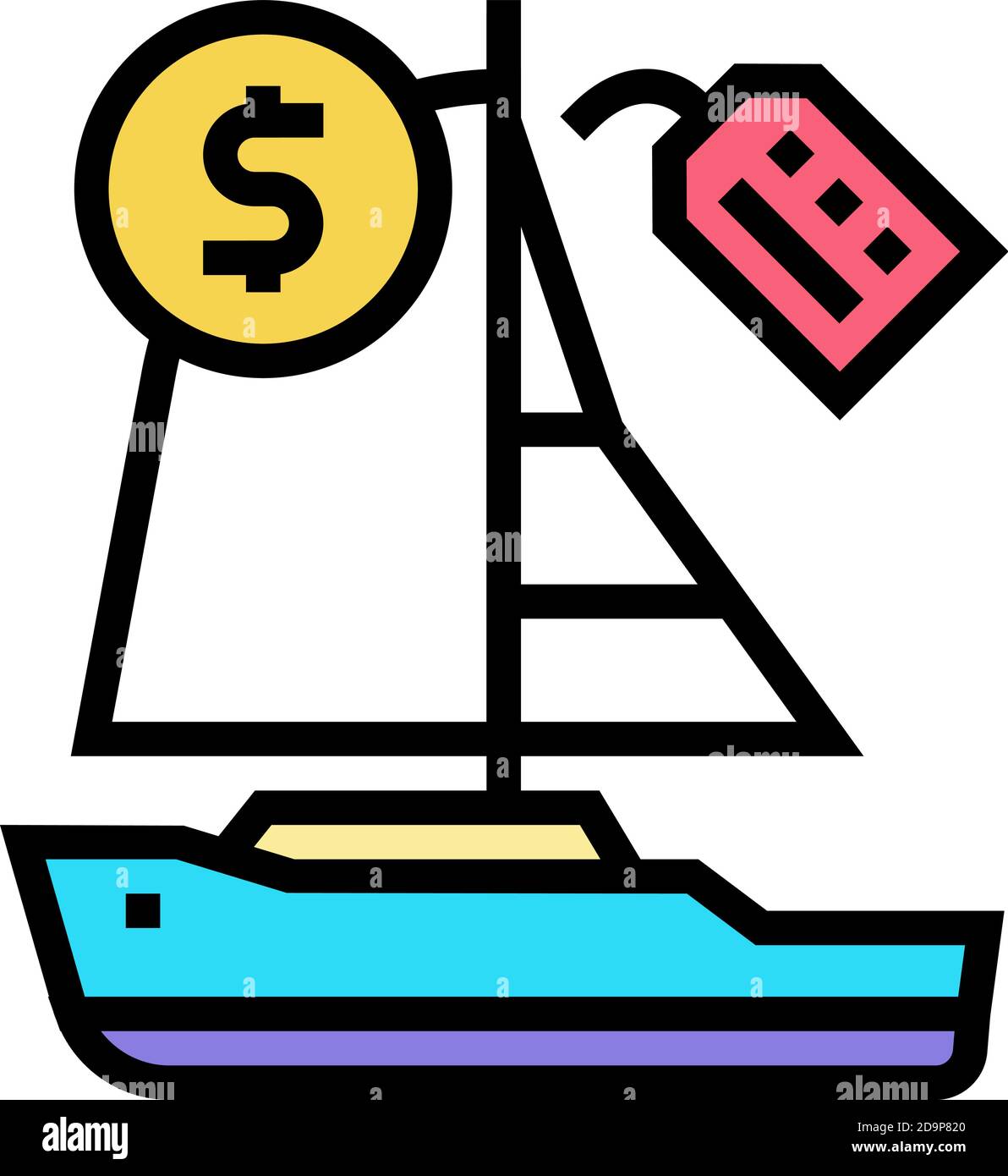 boat rental color icon vector illustration sign Stock Vector Image ...