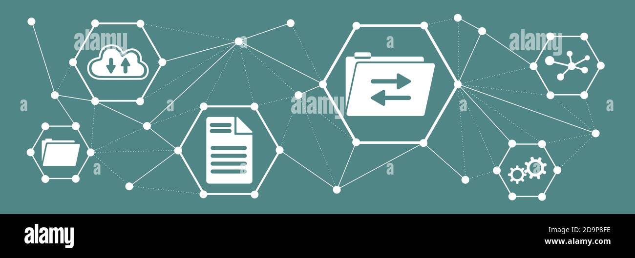 Concept of data exchange with connected icons Stock Photo - Alamy
