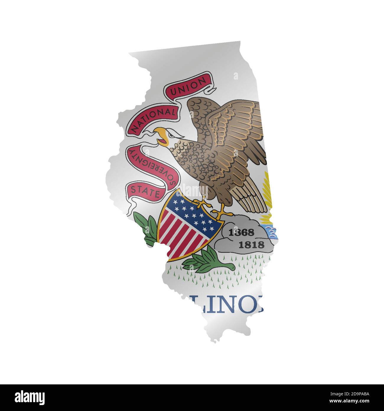 Waving flag map of Illinois. Vector illustration Stock Vector Image ...