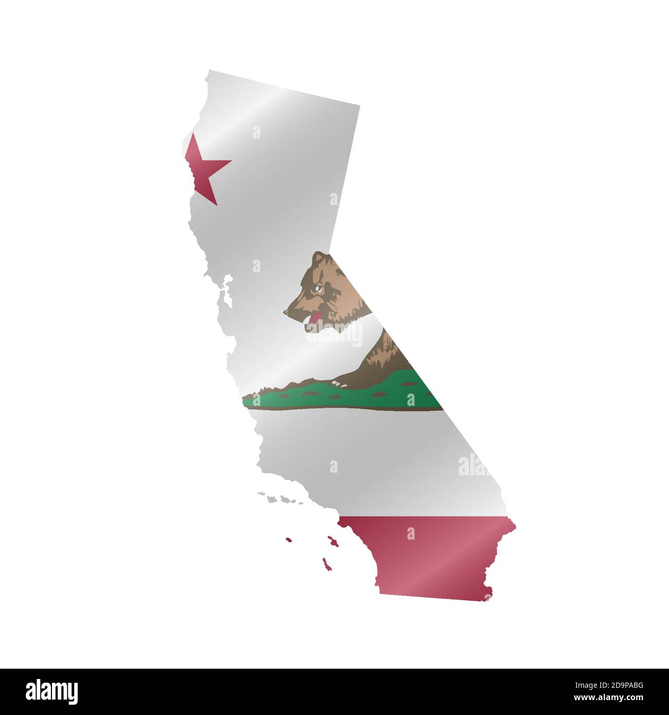 Waving flag map of California. Vector illustration Stock Vector Image ...