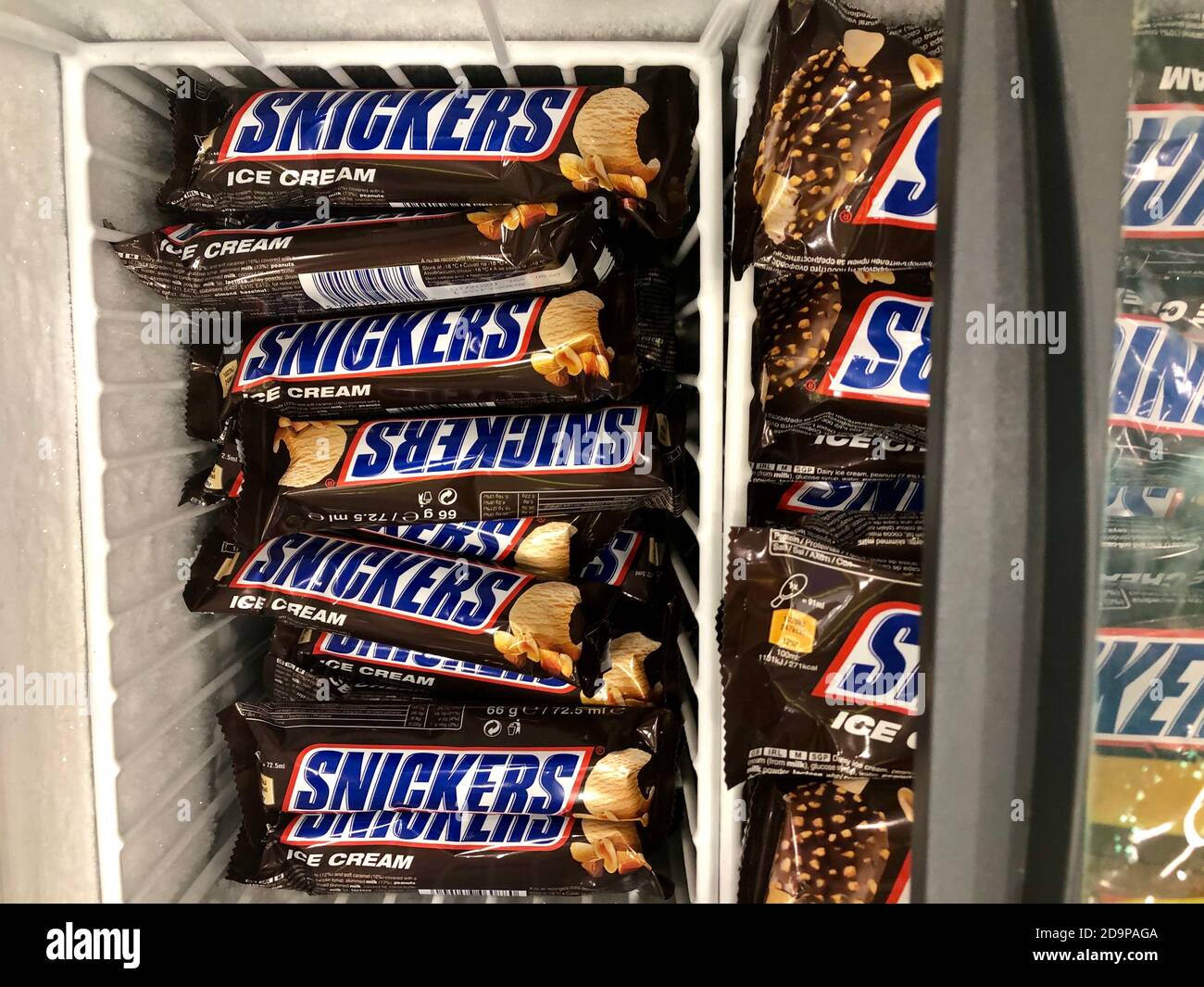 Snickers Ice cream inside a chiller Stock Photo - Alamy
