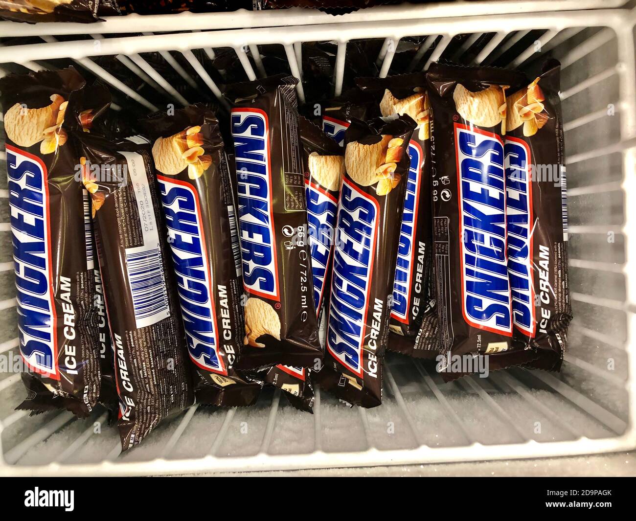 Snickers Ice cream inside a chiller Stock Photo - Alamy