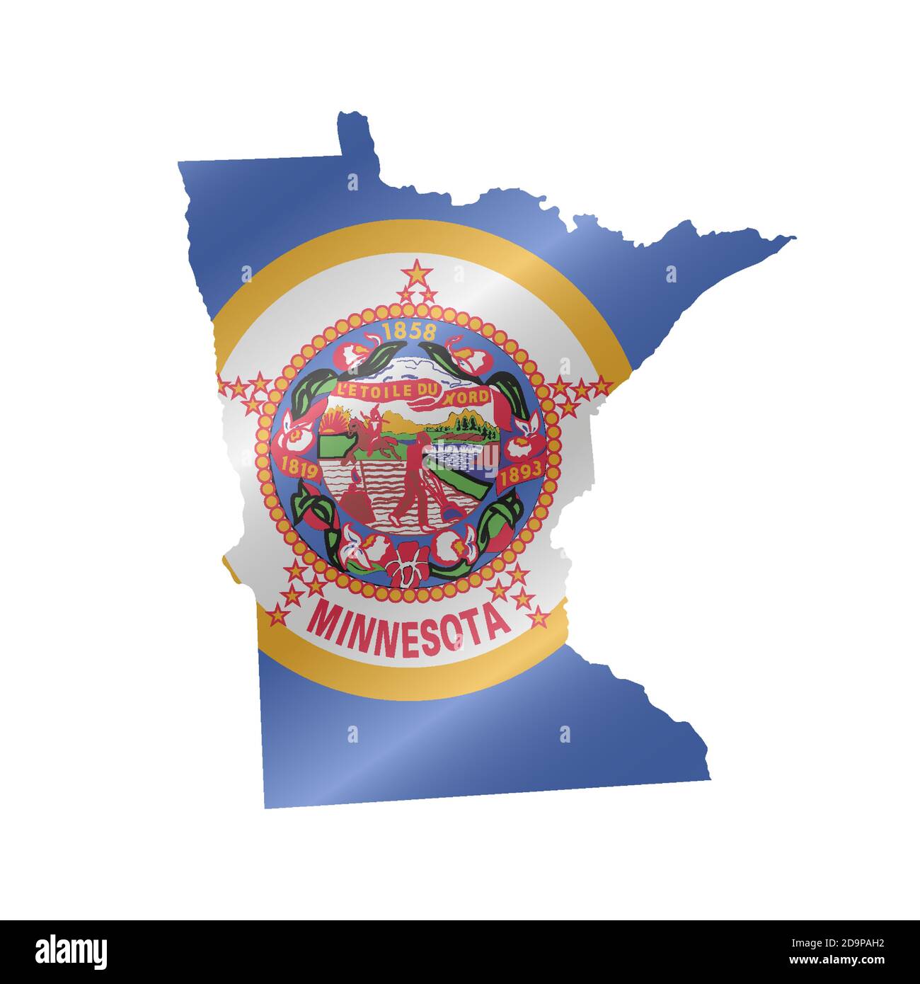 Waving flag map of Minnesota. Vector illustration Stock Vector Image ...