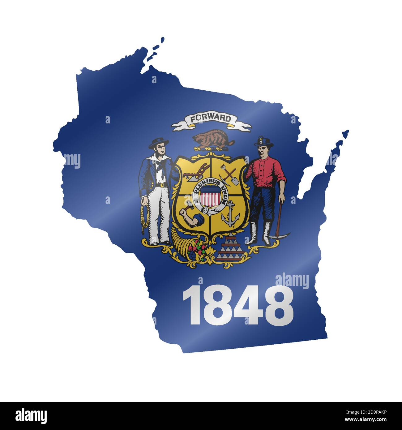 Waving flag map of Wisconsin. Vector illustration Stock Vector Image ...
