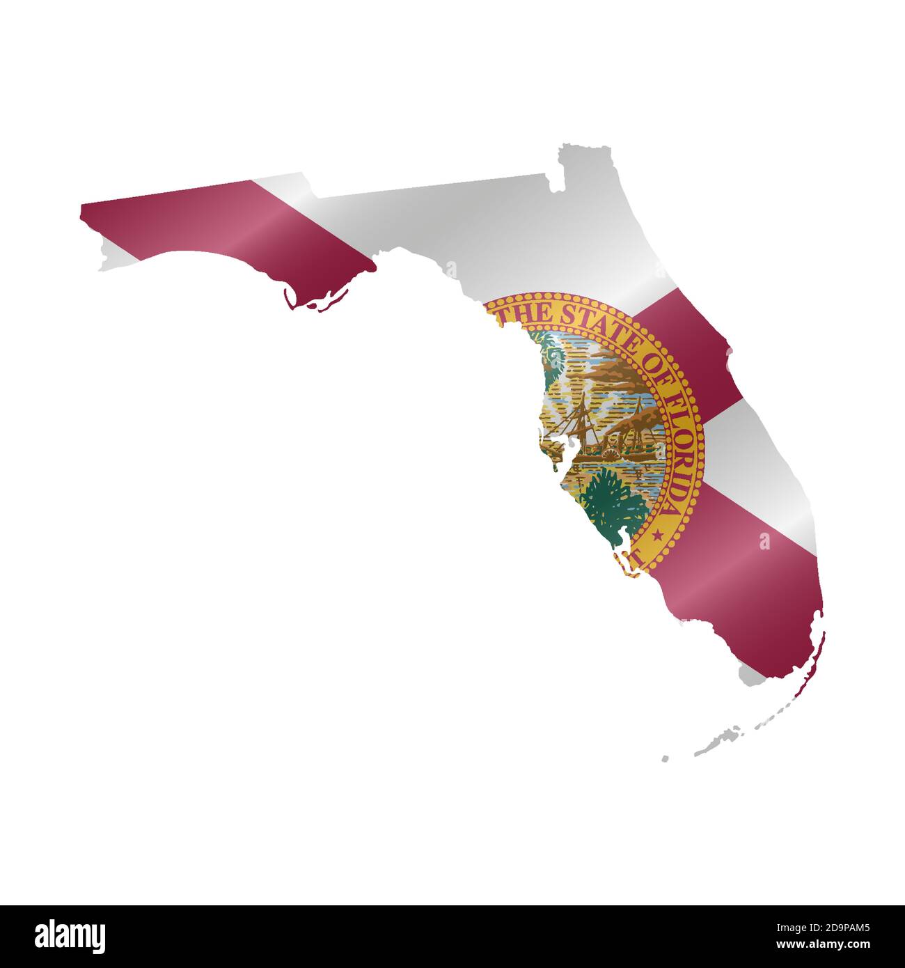 Waving flag map of Florida. Vector illustration Stock Vector Image ...