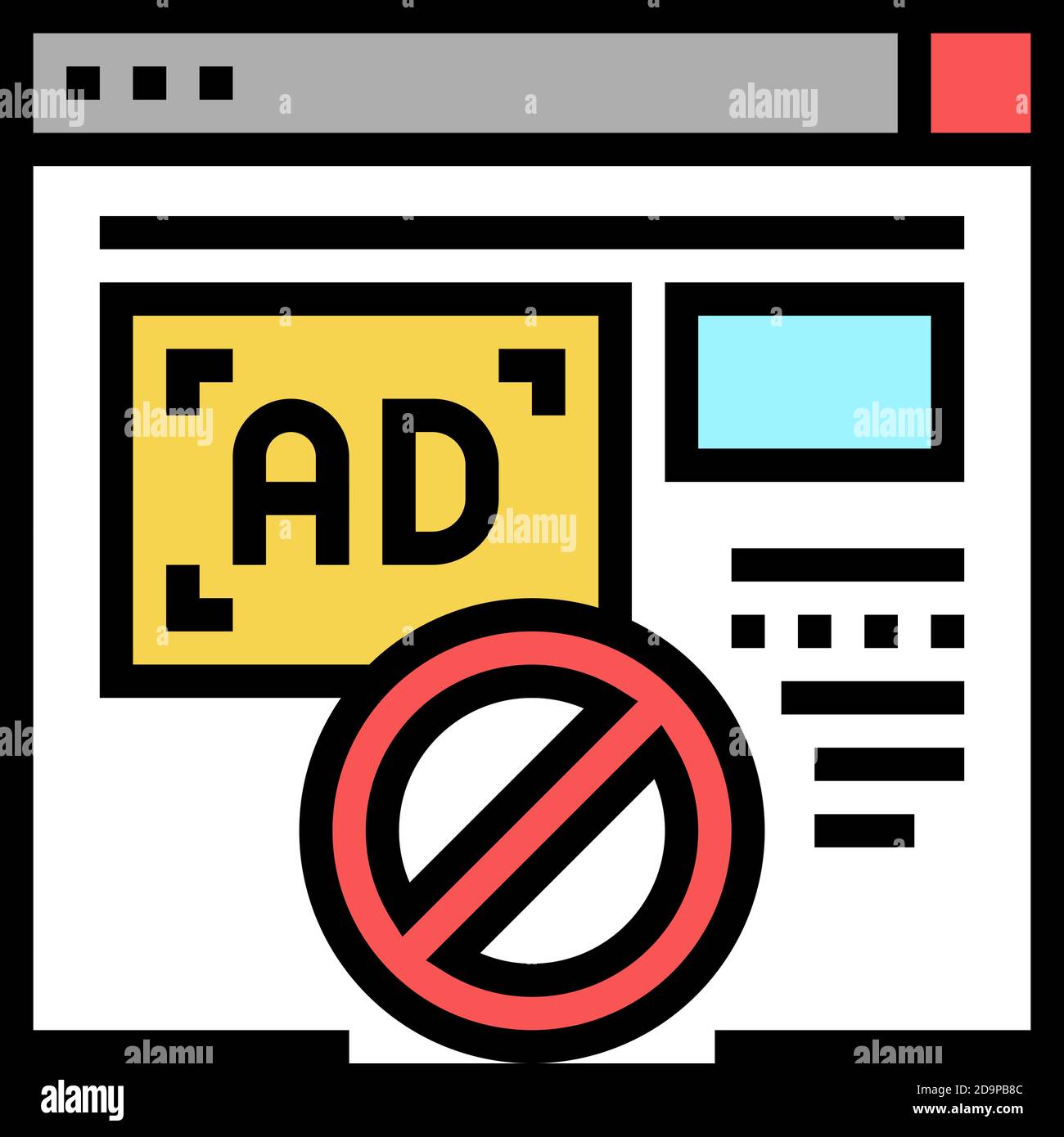 blocked ads web site color icon vector illustration Stock Vector Image ...