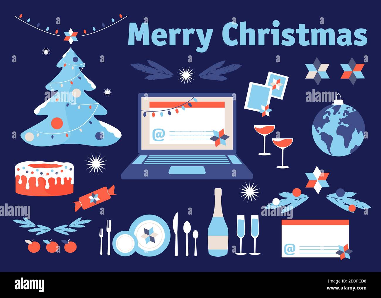 Postcard internet banner flat Stock Vector Images - Alamy